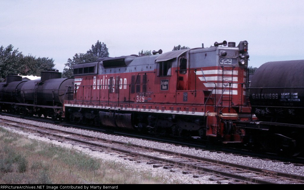 CB&Q SD9 #329 With a Work Train Called the Oiler
